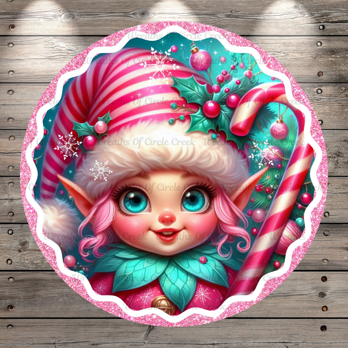 Girl Elf, Pink, Teal, Blue, Candy Land, Merry Christmas, Retro, Pink G ...