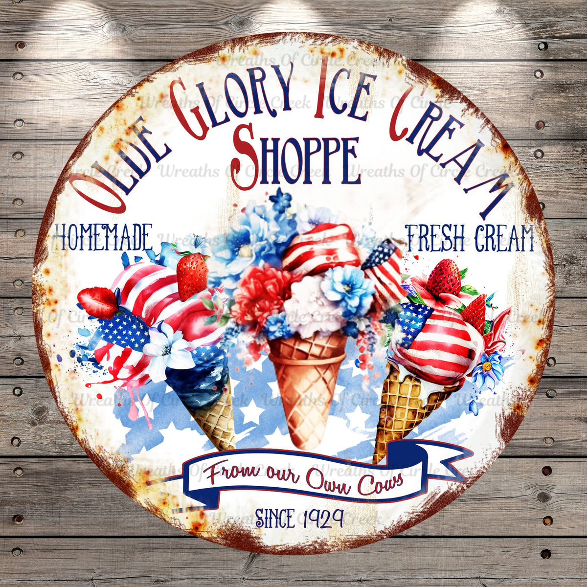 Vintage, Patriotic, Ice Cream, Olde Glory Ice Cream, Light Weight, Met ...