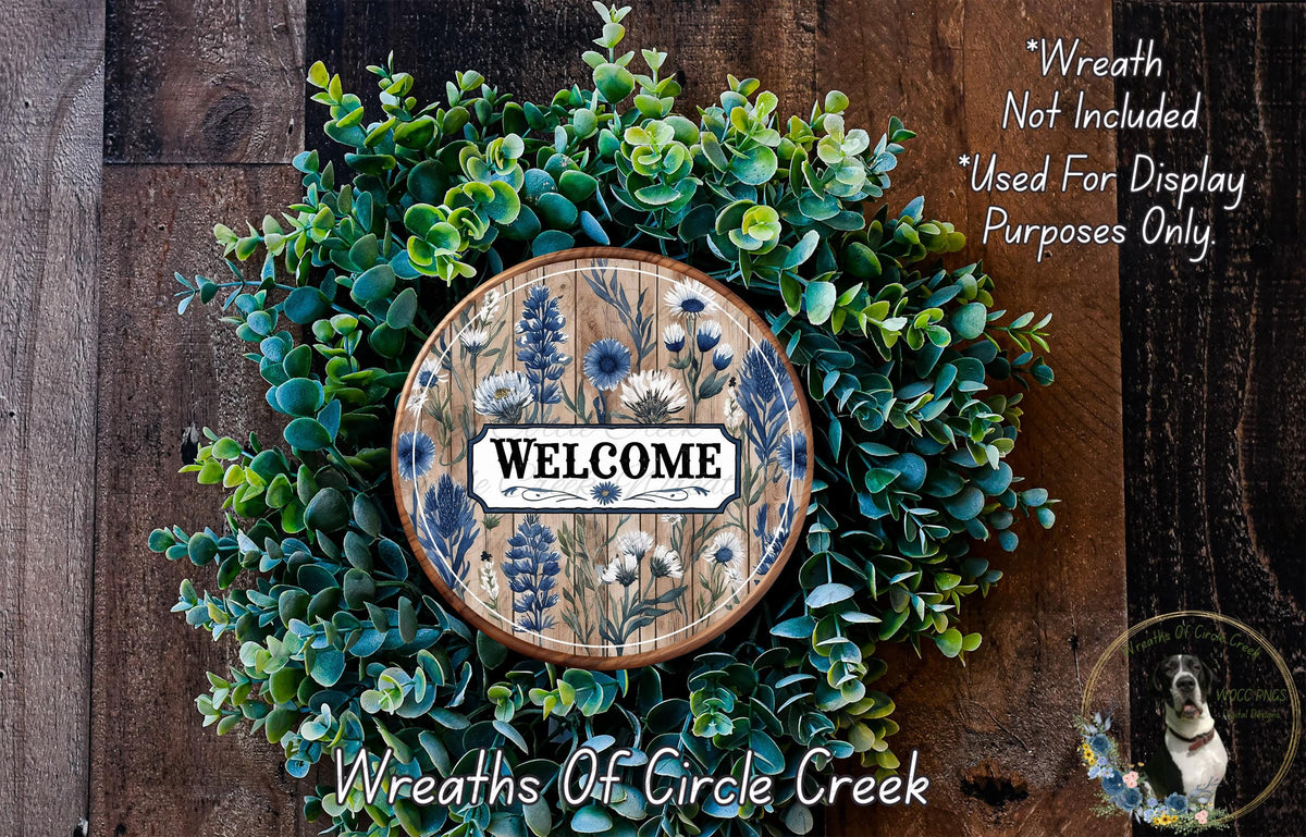 Welcome | Lightweight Round Metal Wreath Sign | No Holes in Sign | Rus ...