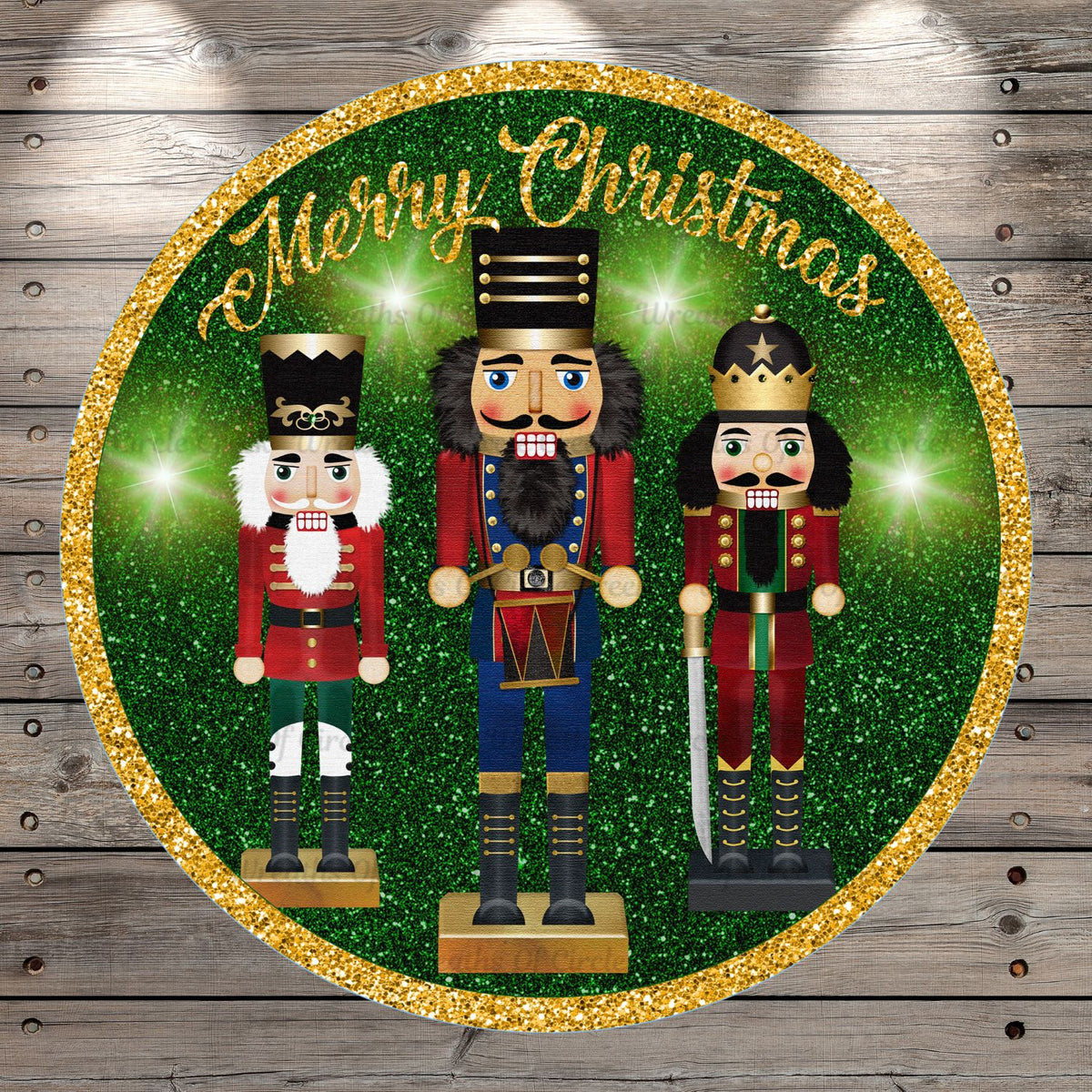Nutcrackers, Green, Gold, Merry Christmas, Round, Light Weight, Metal ...