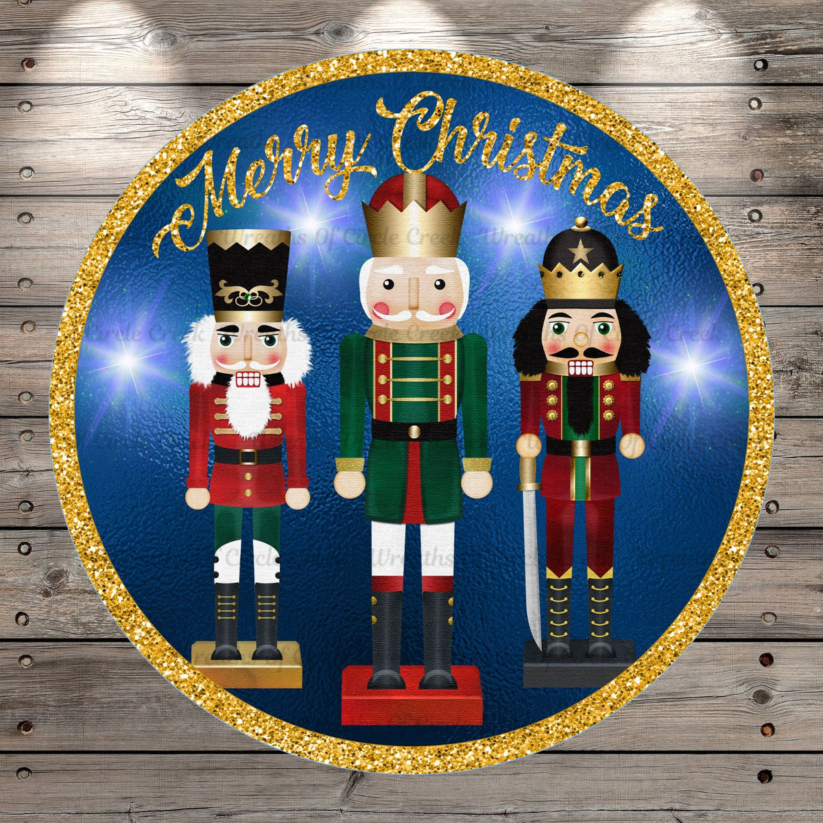 Nutcrackers, Blue, Gold, Merry Christmas, Round, Light Weight, Metal ...