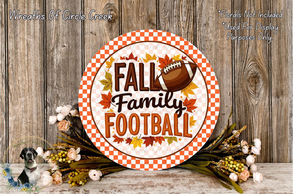 Fall Family Football Wreath Sign | Lightweight Round Metal Wreath Sign ...