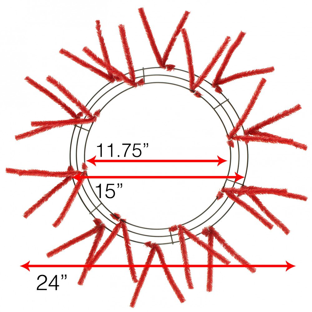 Work Wreath Form, Elevated, 15" Wire Frame, 18 Pencil Ties, Red. Color ...